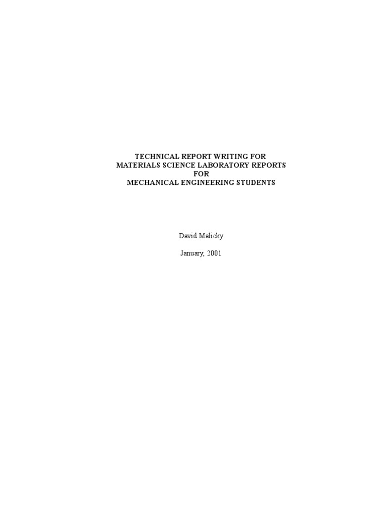 Technical Report Writing For Materials Science Laboratory Reports FOR ...