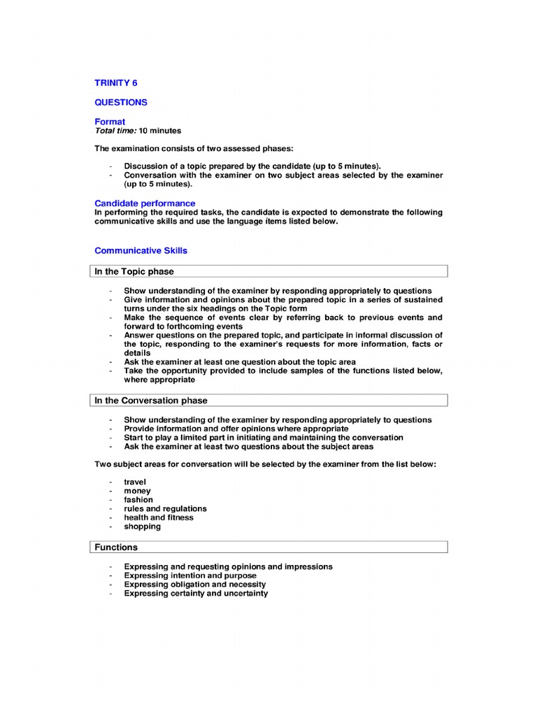 Trinity Ise I Vocabulary Questions PDF | PDF