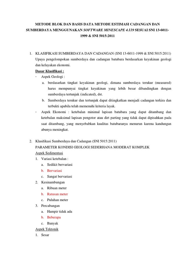 Metode Blok Dan Basis Data Metode Estimasi Cadangan Dan Sumberdaya | PDF