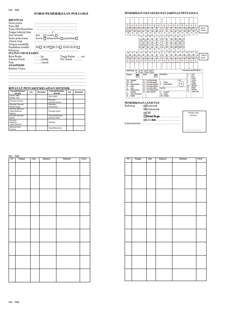 Form Pemeriksaan GIGI | PDF