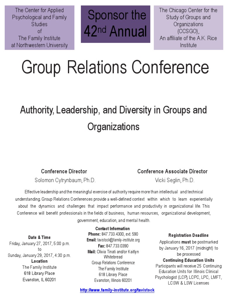 NU Group Relations Conference Brochure 2017 | PDF | Clinical Psychology ...