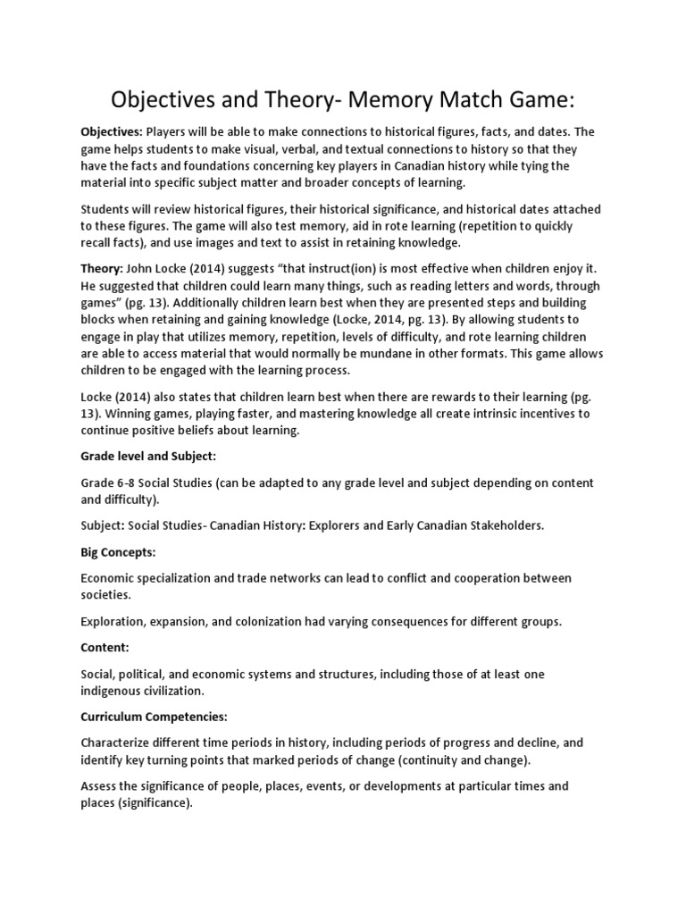 Objectives of The Game - Edpb 503 | PDF