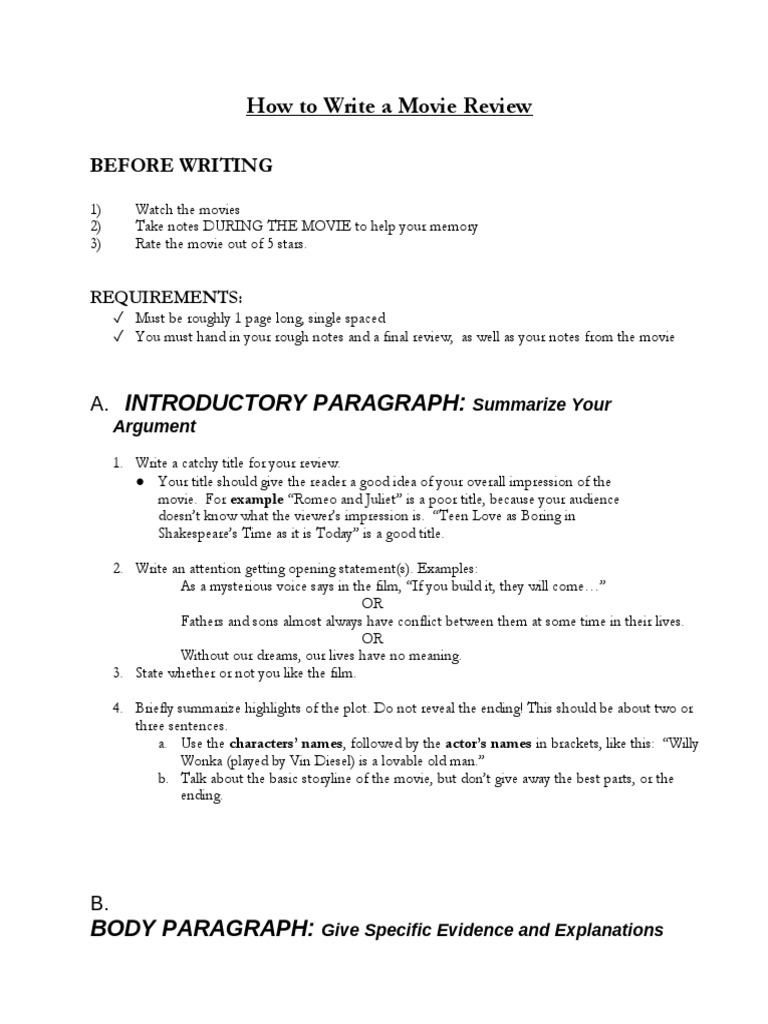 Guide to Writing a Movie Review | PDF | Leisure