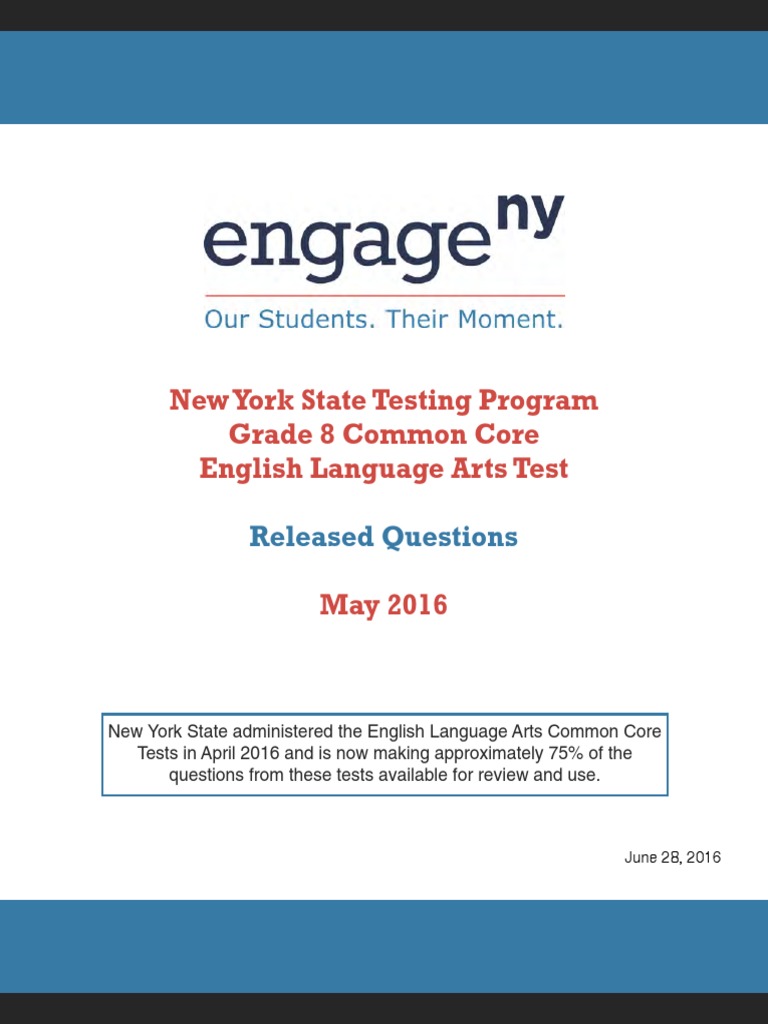 2016 NYS Grade 8 ELA Released Questions | PDF | Multiple Choice | Test ...