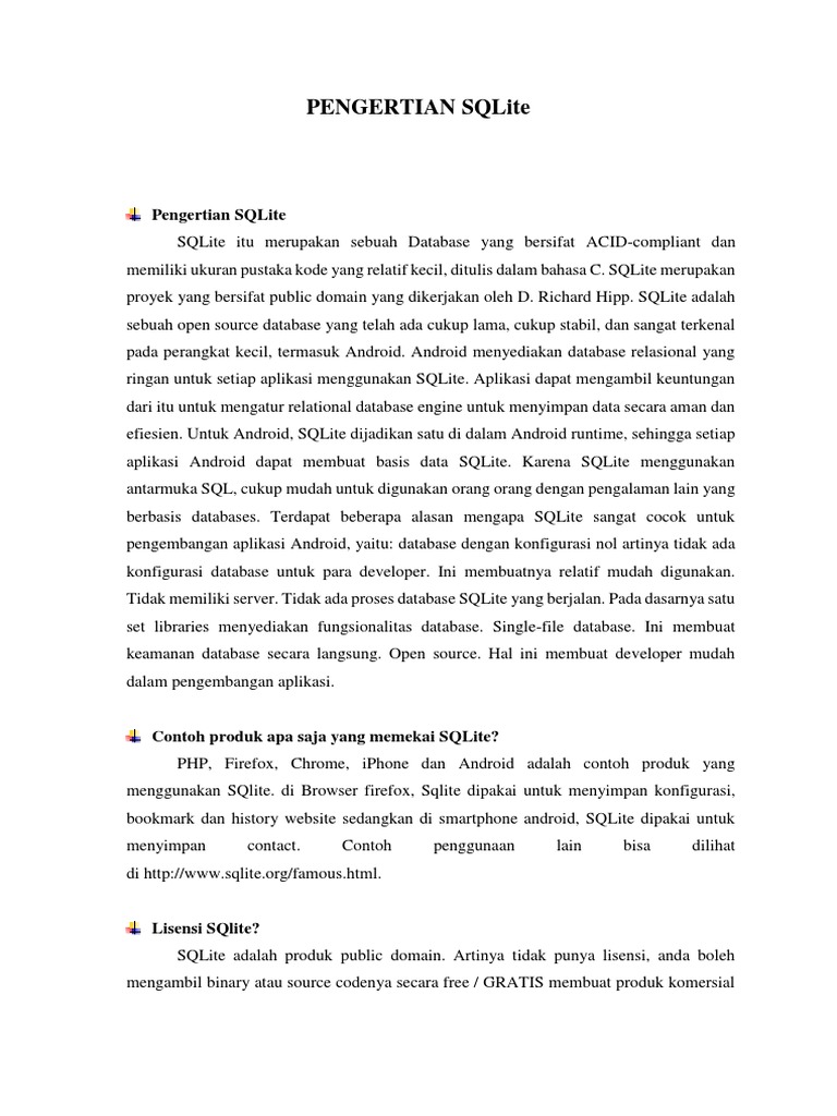 PENGERTIAN SQLite | PDF