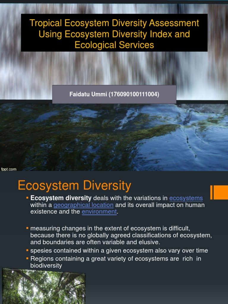 Tropical Ecosystem Diversity Assessment Using Ecosystem Diversity Index ...