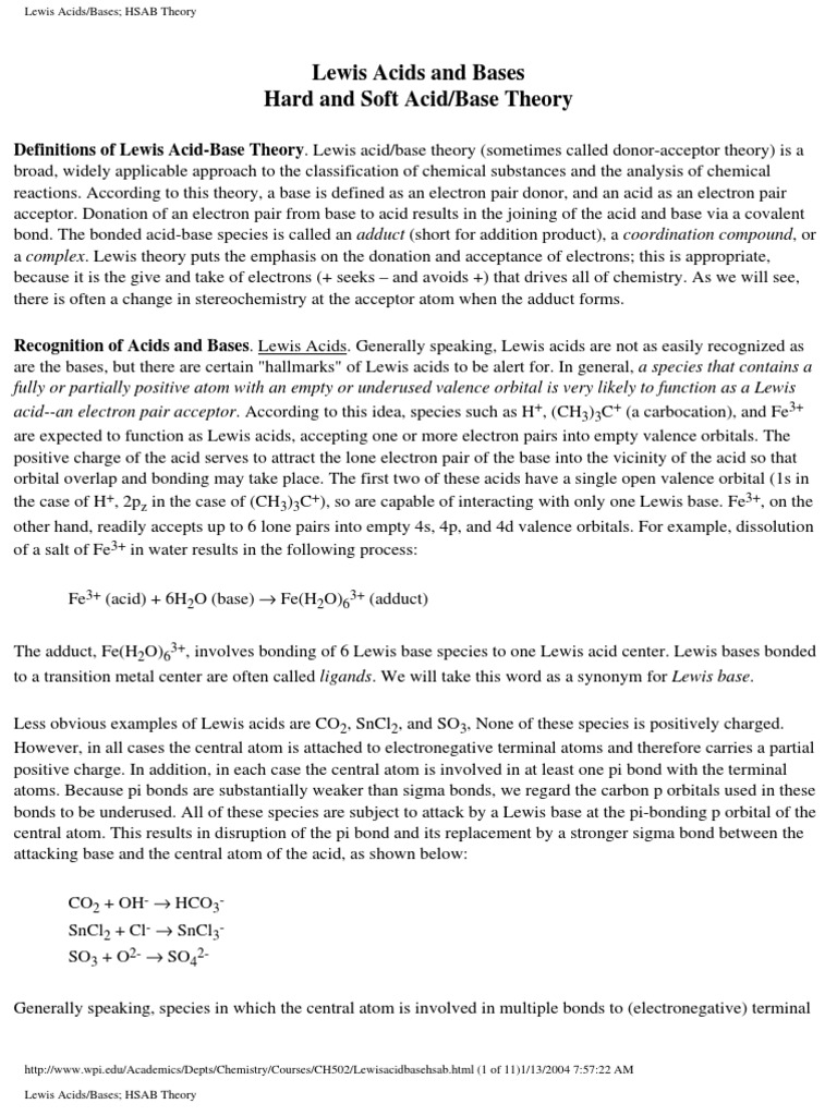 HSAB Theory | PDF | Ligand | Coordination Complex