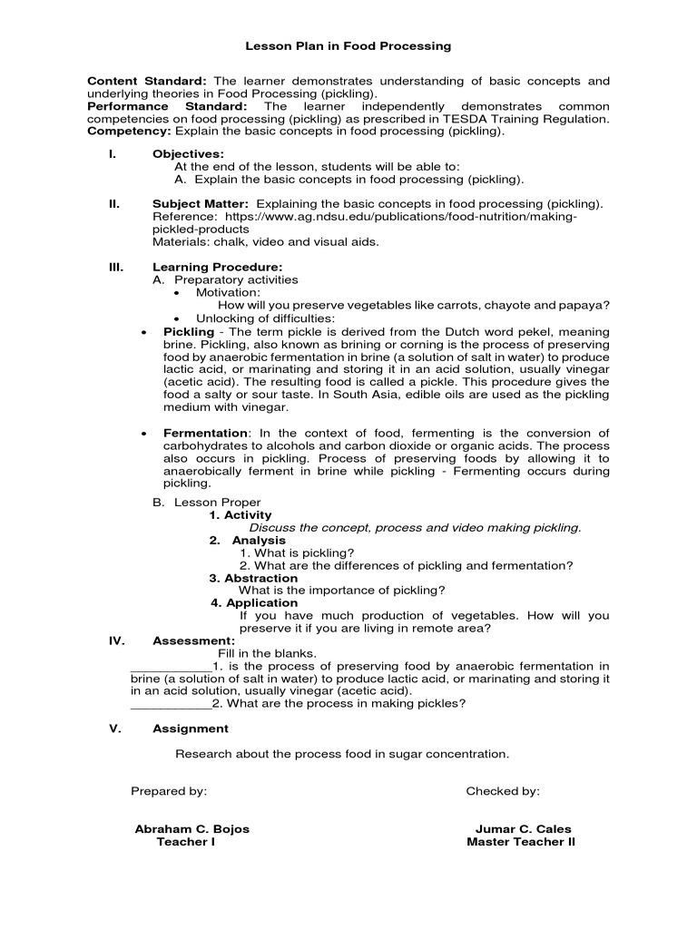 Understanding Pickling in Food Processing | PDF | Pickling | Fermentation