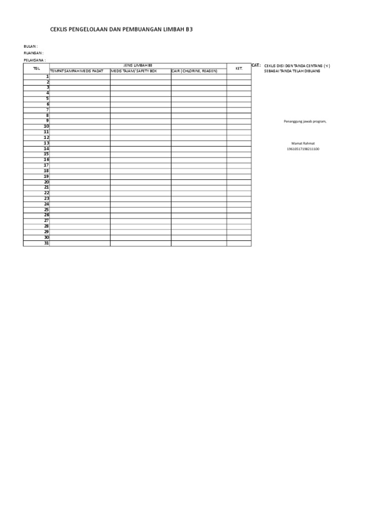 Form Ceklis B3 | PDF