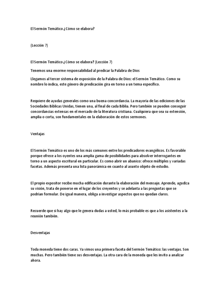 El Sermón Temático | PDF | Sermón | Biblia