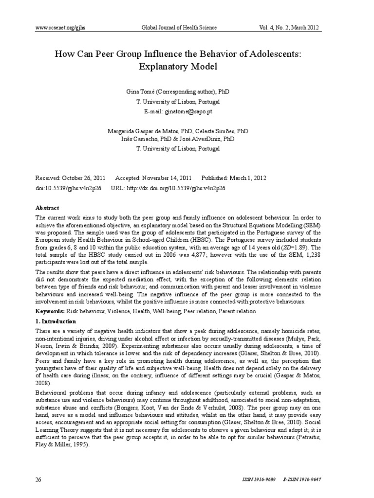 Peer Influence on Adolescent Behavior | PDF | Friendship | Adolescence