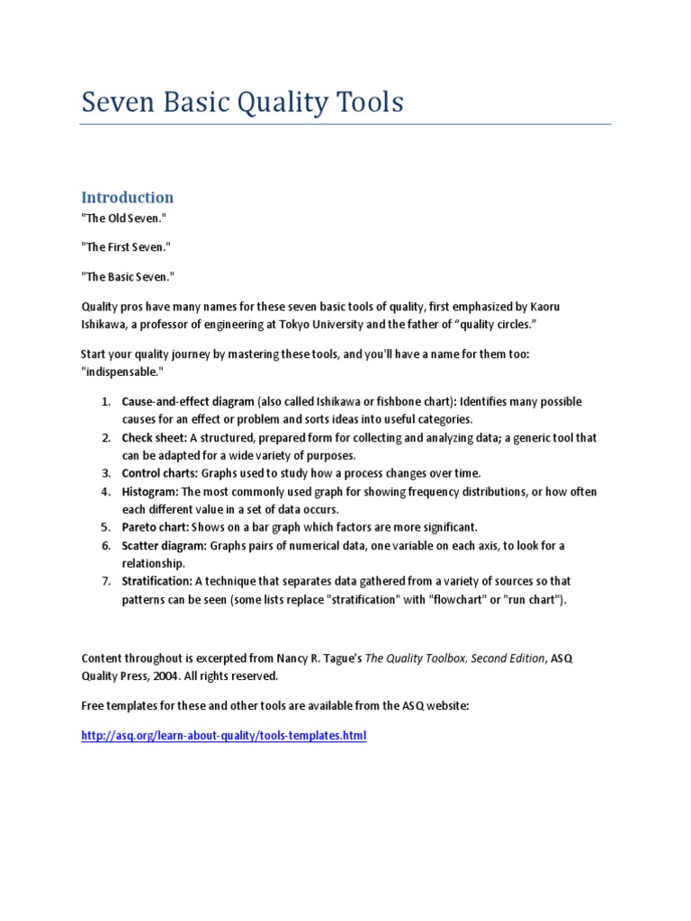 Seven Basic Quality Tools PDF | Download Free PDF | Scatter Plot ...