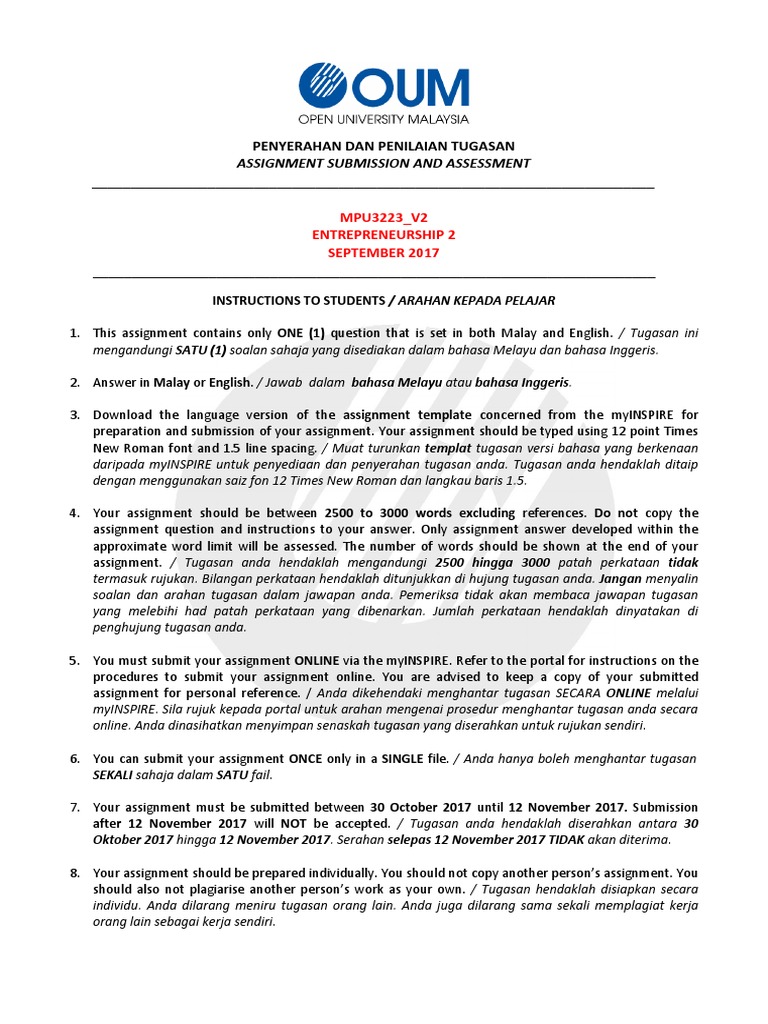 Penyerahan Dan Penilaian Tugasan | PDF