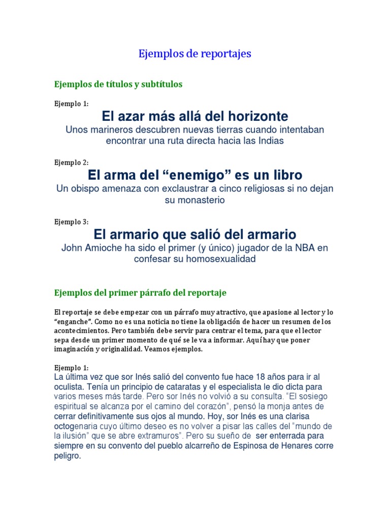 01. Ejemplos de Reportajes