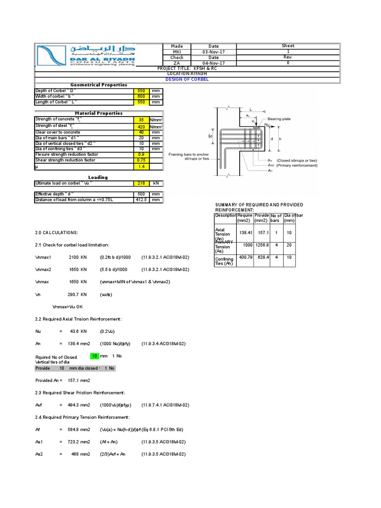 Corbel Design | PDF | Structural Engineering | Architectural Design