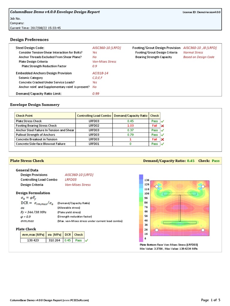 Column-Base Plate Foundation Design Report, How To Design Base Plate ...