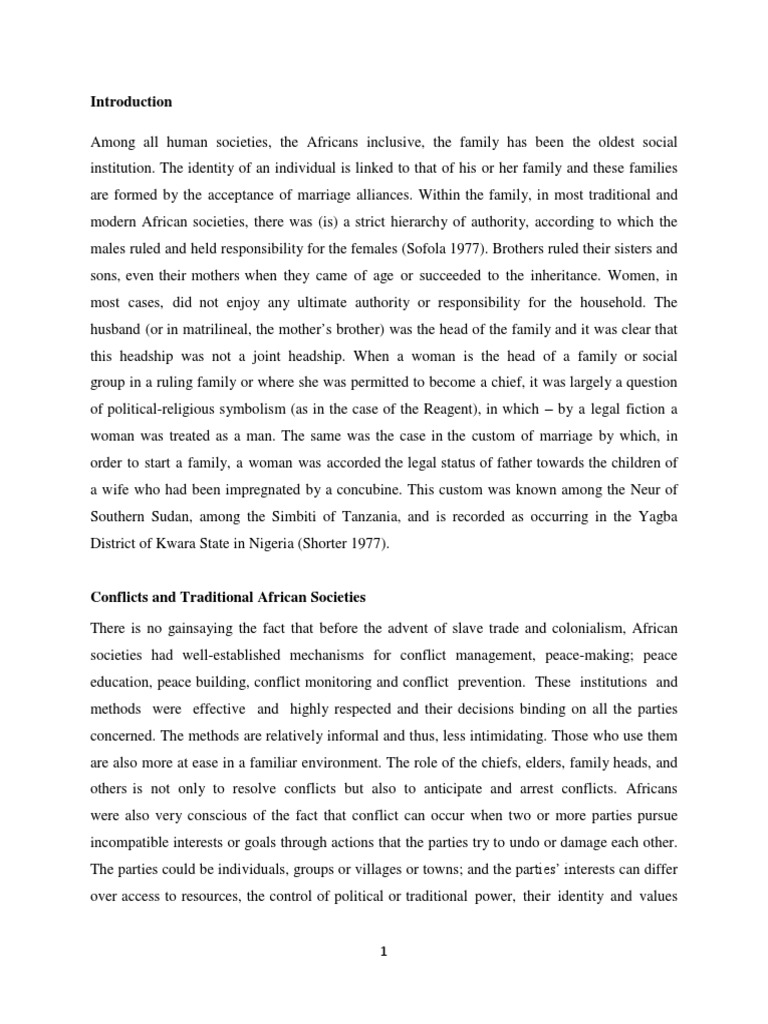 Conflicts in African Traditional Society | PDF | Conflict Resolution ...