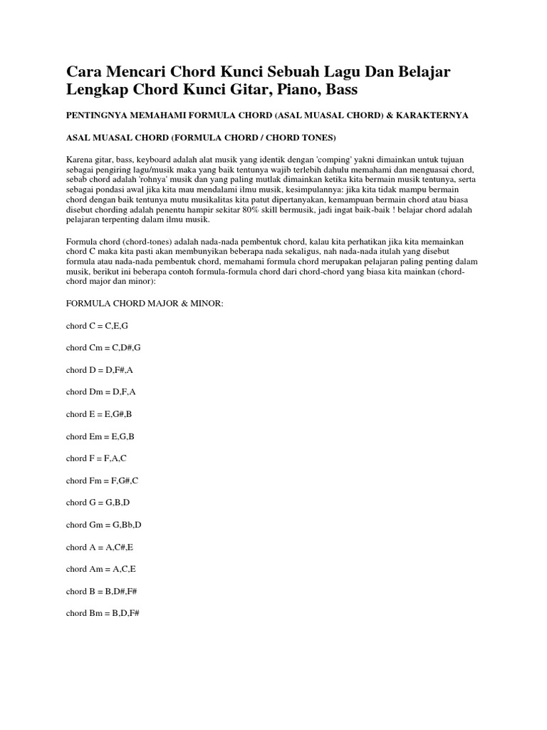 Cara Mencari Chord Kunci Sebuah Lagu Belajar Lengkap Chord Kunci Gitar ...