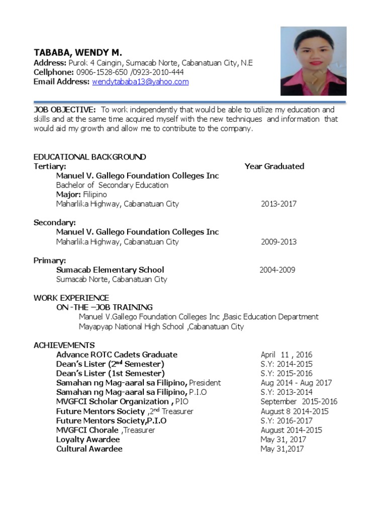 Wendy Resume | Sharing | Quality Of Life
