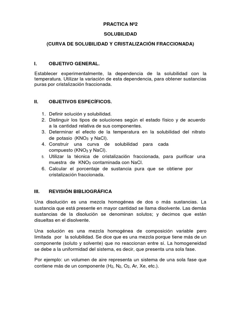 Solubilidad Pract1 | PDF | Solubilidad | Cristalización