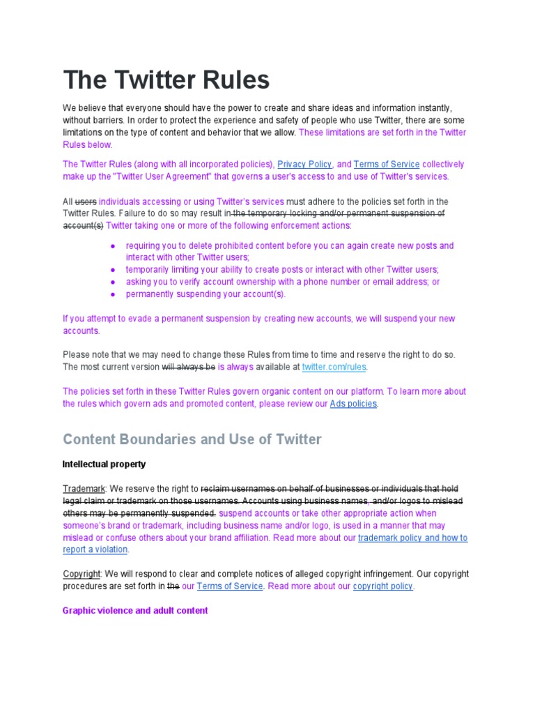 Twitter Rules - Updated Nov. 3, 2017 | PDF | Internet Ethics | Computer ...