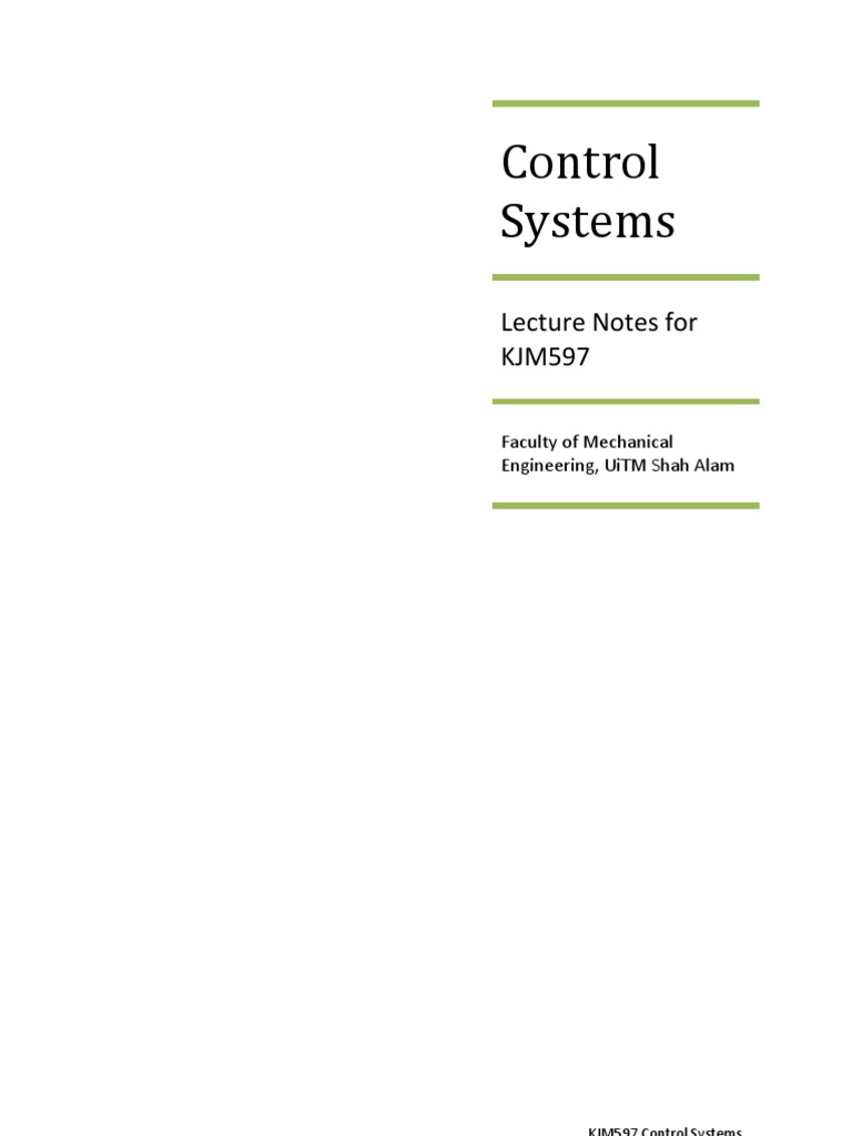 Control Systems Lecture Notes | PDF | Control Theory | Laplace Transform