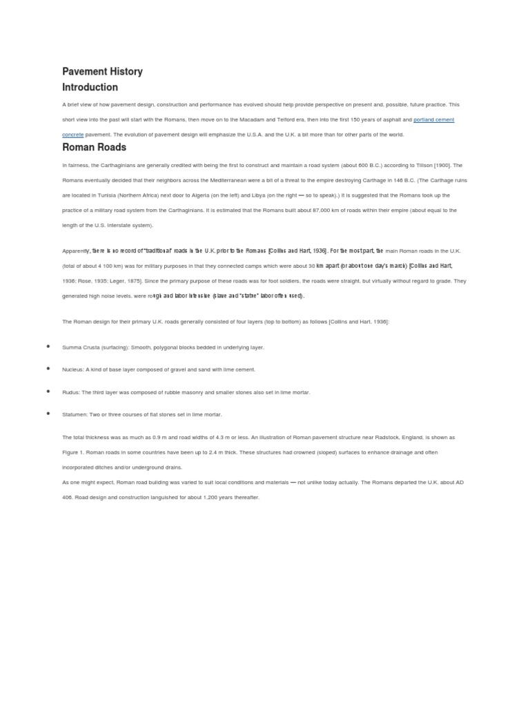 Pavement History: Portland Cement Concrete | PDF | Road Surface | Tire