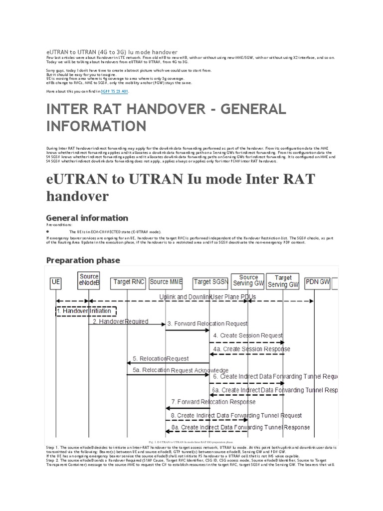 Irat Eutran To Utran | PDF | Network Architecture | Telecommunications Standards