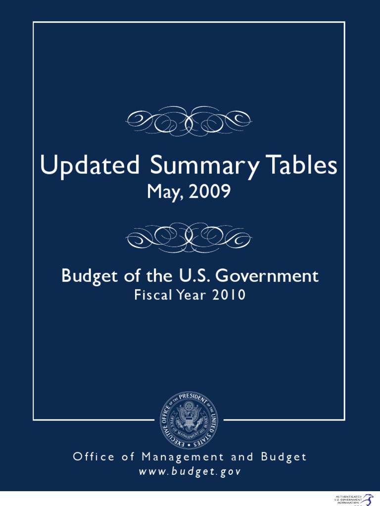 Updated Summary Tables 2010 Federal Budget | PDF | Baseline (Budgeting ...