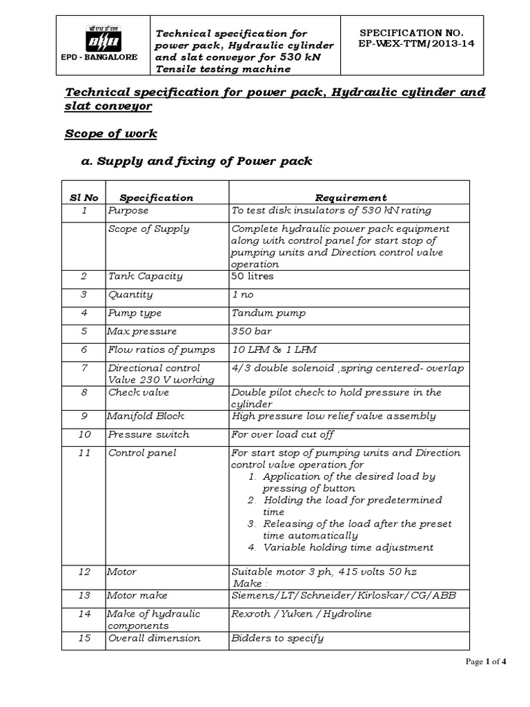 Specification For Tensile Testing Machine | PDF | Valve | Gas Technologies