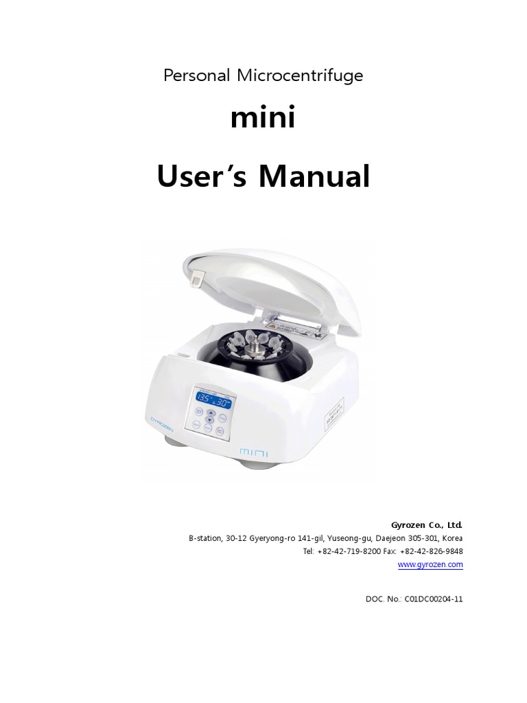 Mini User's Manual: Personal Microcentrifuge | PDF | Power Supply ...