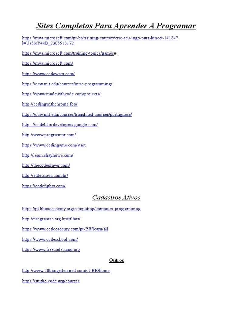 Sites para Aprender Programação | PDF
