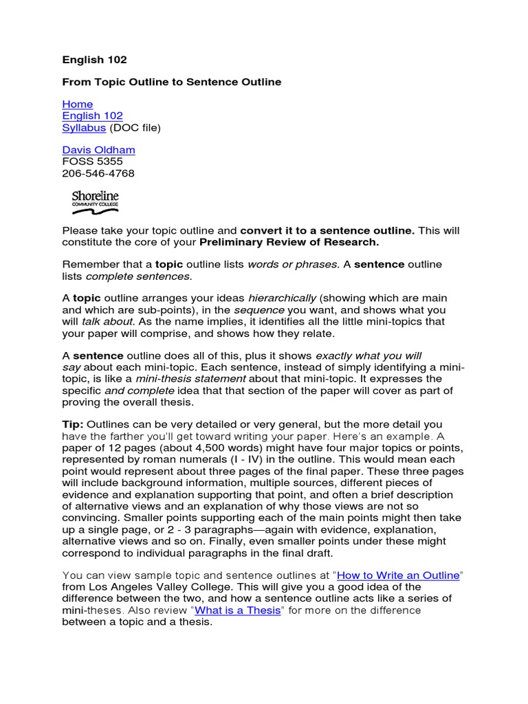 Home English 102 Syllabus Davis Oldham: English 102 From Topic Outline ...