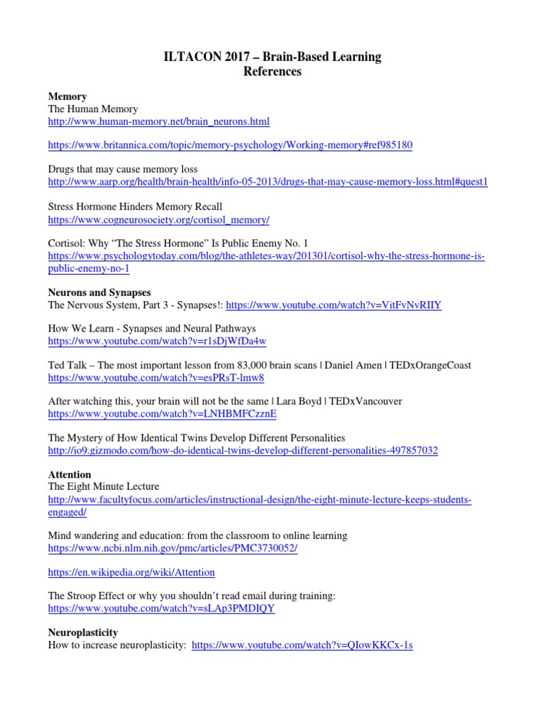 G - 82 Brain-Based Learning References | PDF | Neuroplasticity | Memory