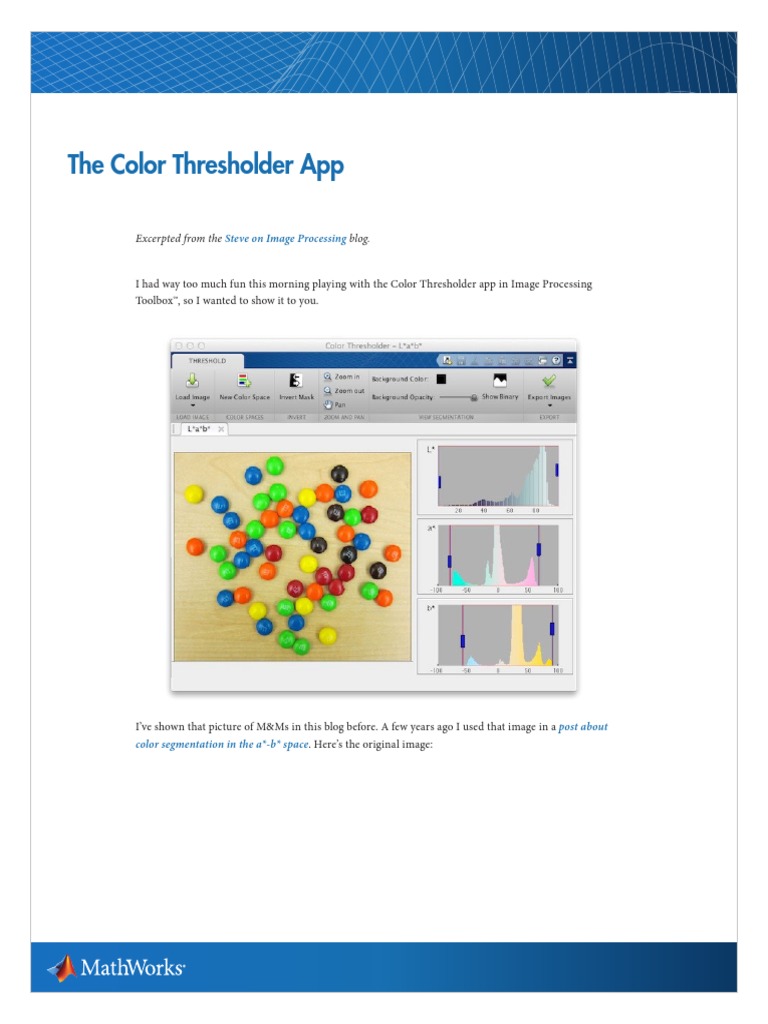 The Color Thresholder App: Excerpted From The Blog | PDF | Image ...