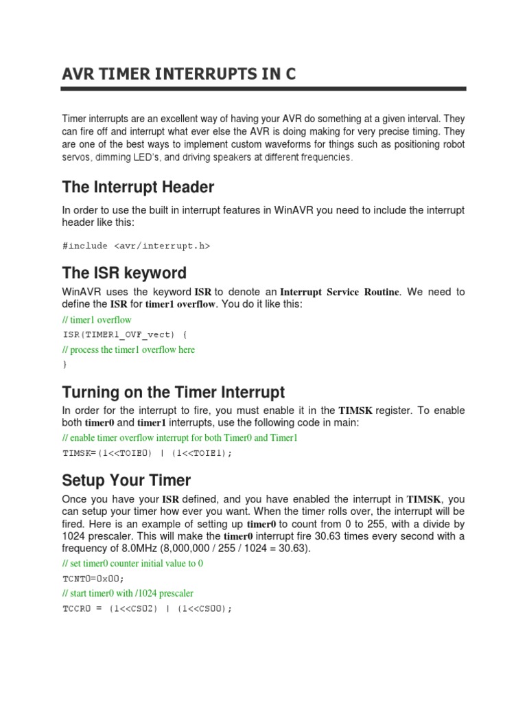 Avr Timer Interrupts in C | PDF | Timer | Digital Electronics