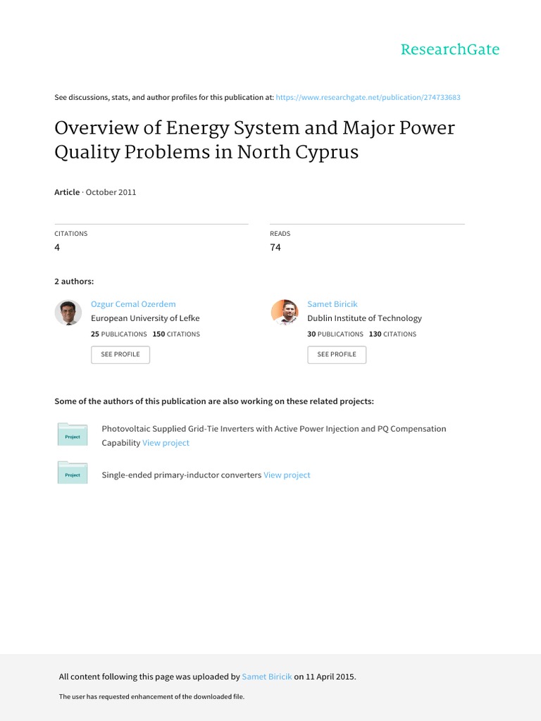 Overview of Energy Systems in Northern Cyprus | PDF | Electric Power ...