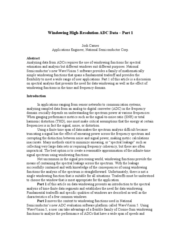 Windowing High-Resolution ADC Data - Part 1 | PDF | Spectral Density ...