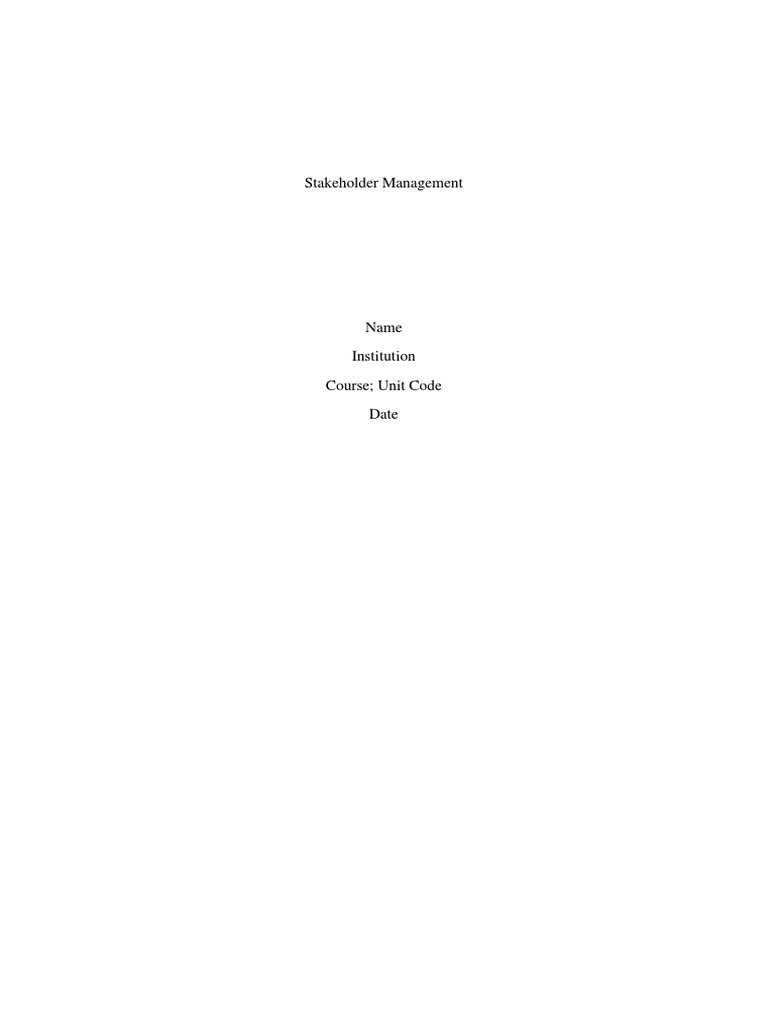 Stakeholder Management Pdf Stakeholder Corporate Corporate