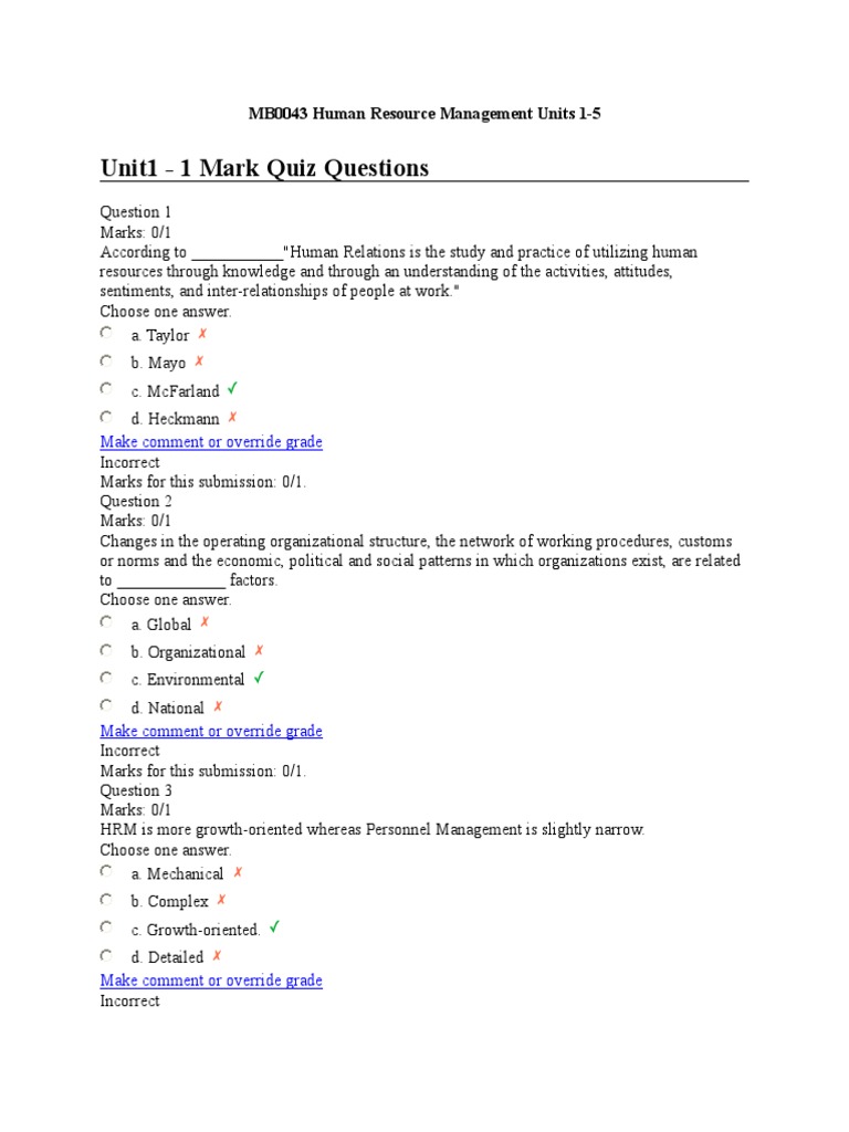 MB0043 Human Resource Management Units 1-5 | PDF | Recruitment | Human ...