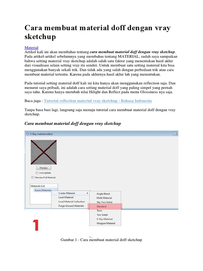 Cara Membuat Material Doff Dengan Vray Sketchup | PDF