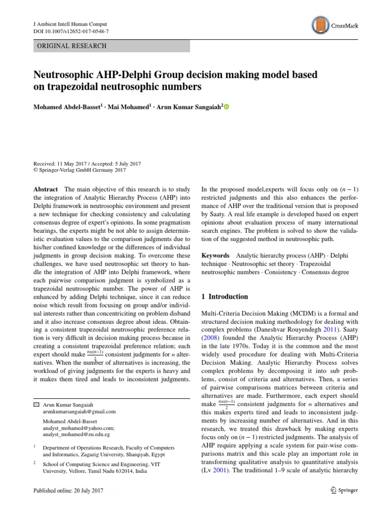Neutrosophic AHP-Delphi Group Decision Making Model Based On ...