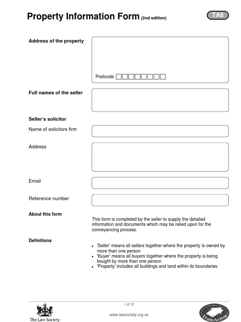 Property Information Form | PDF | Property | Law And Economics
