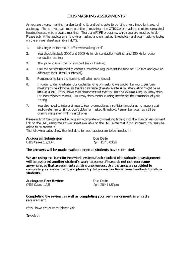 OTIS Case Assignment Instructions | PDF | Otology | Sound