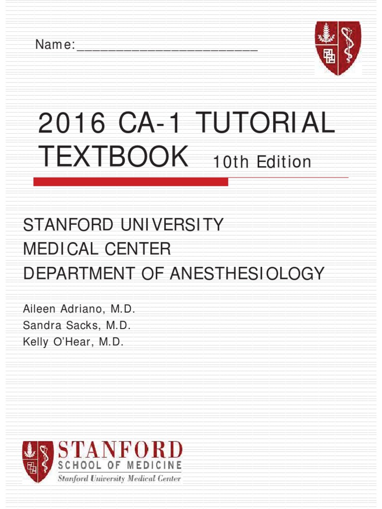 CA-1 Tutorial Textbook 2016 | PDF | Anesthesia | Blood Pressure