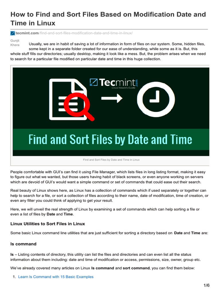 How To Find And Sort Files Based On Modification Date And Time In Linux Pdf Filename