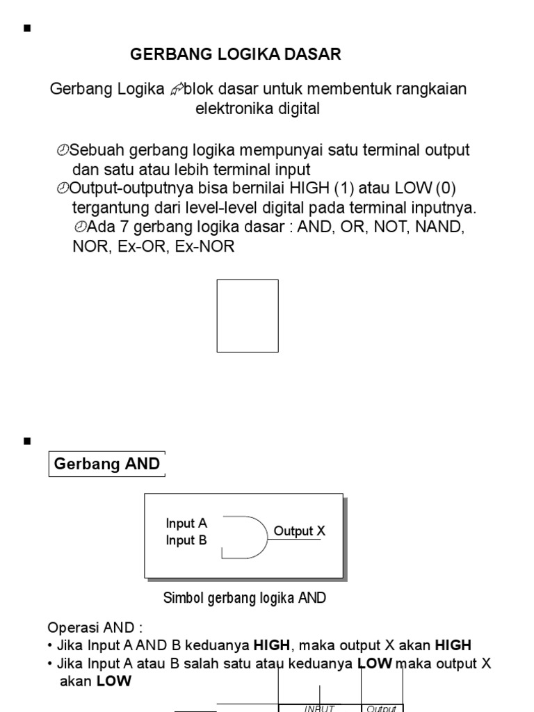 Tabel Kebenaran Gerbang Logika Dasar | PDF
