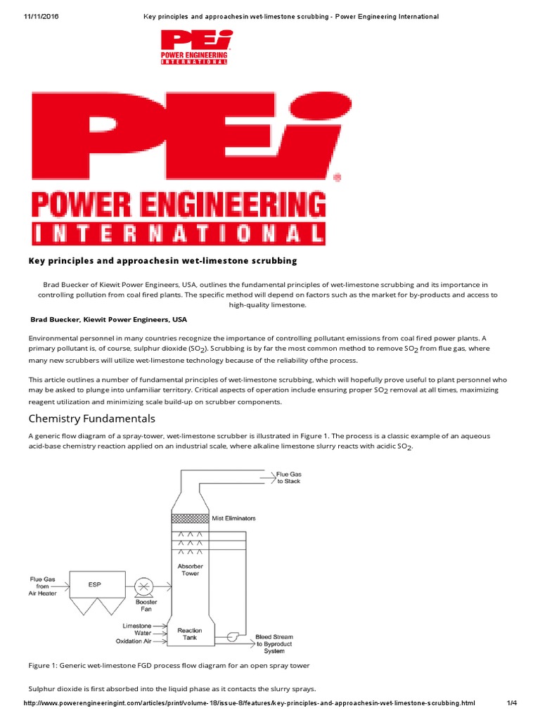 Key Principles Wet-Limestone Scrubbing - PEI | PDF | Sulfur Dioxide ...