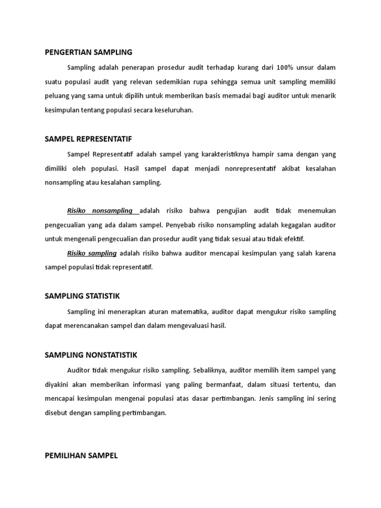 Pengertian Sampling Audit | PDF | Bisnis | Pengelolaan Keuangan & Uang