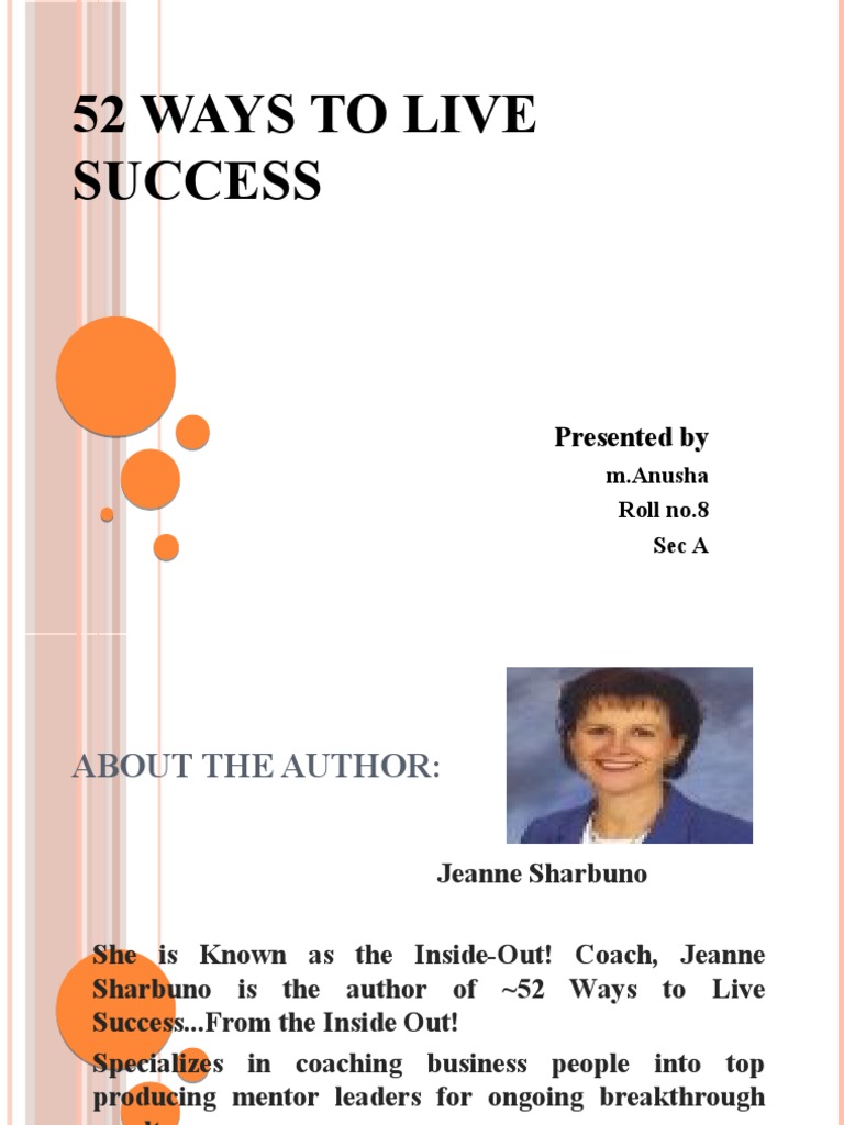 52 Ways to Live Success by Jeanne Sharbuno | PDF